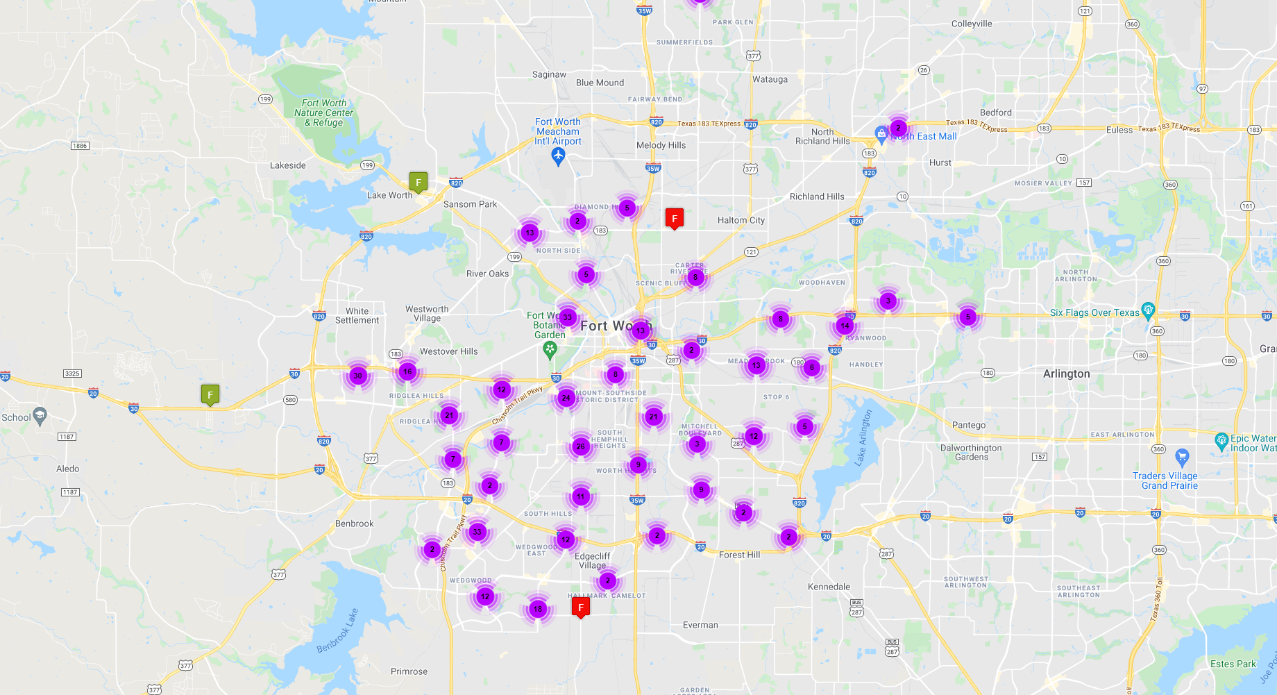 Fort Worth Static Inventory Map - Adsposure